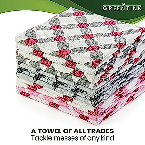 GREENTINK Eco-Friendly Reusable Dish Cloth Set – 10-Pk Multipurpose Kitchen Cleaning Cloth Made from Recycled Materials – Absorbent Dish Towels & Non-Scratch Cleaning Rags, 12x12 in.