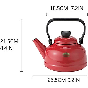practical Teakettle Creative Tea Kettle Enamel Kettle Red Teapot Gas Induction Cooker Kettle Household Gas Kettle Teapot 2.3l /77.7oz Portable