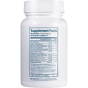 Clinical Effects: Liver Support - Natural Milk Thistle and Zinc Supplement - 60 Veggie Capsules - Helps Detox and Cleanse The Liver - Supports Liver Function and Digestive Health - Made in The USA