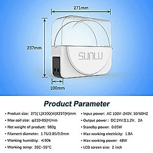[2023 Official Upgrade] SUNLU 3D Printer Filament Dryer S1 Plus with Fan, Upgraded Dry Box for Filament Storage Holder, Compatible with 1.75 2.85 3.00 3D Filament, Keep Filament Dry During 3D Printing