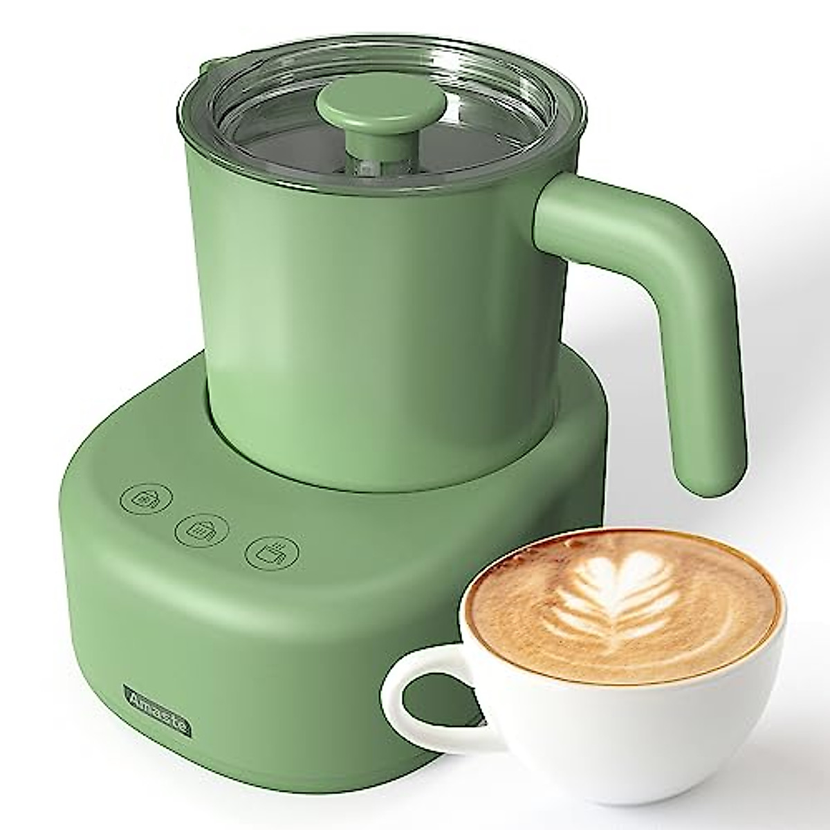 Milk Frother, Milk Frother and Steamer, Detachable Electric Milk Frother with Touch Control, 13.5oz/400ml, Automatic Milk Frother for Coffee, Latte, Cappuccinos, 3 in 1 Hot/Cold Foam Maker, Green