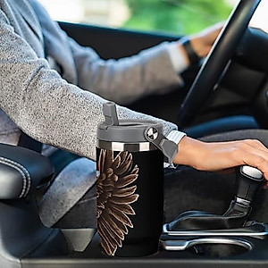 30oz Stainless Steel Insulated Tumbler with Flip Lid & Straw, Leakproof Travel Mug for Car, USA Flag Patriotic Eagle Double Wall Vacuum Thermal Coffee Cup with Handle, Spill-Proof Design for Hot/Cold