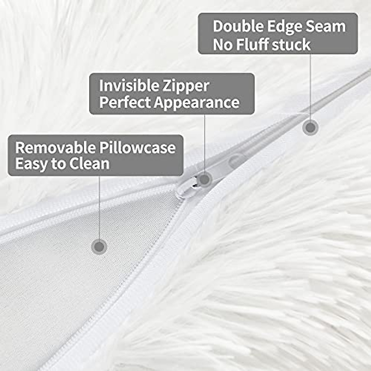 Decorative Fluffy Throw Pillows for Room Sofa Bed, Jelymark Fuzzy Body Pillow, Luxury Soft Faux Fur Round Long Couch Pillows for Kid Reading Sleeping, Removable Pillow Cover and Inserts, White 8x25 In