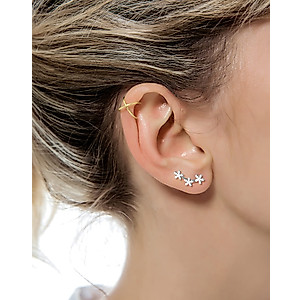 Tornito 18Pcs Cartilage CZ Stud Earrings Conch Forward Helix Tragus Daith Piercing Lip Rings Snake Butterfly Jewelry for Women Men 16G Silver Tone