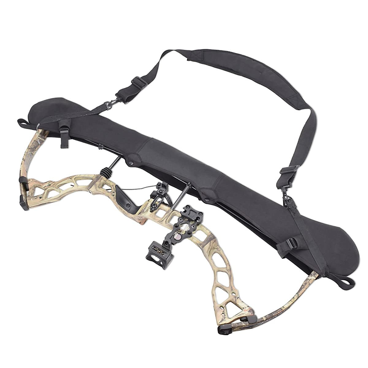 GPP Neoprene Compound Bow Sling, Silent Hunting or Fast Movement Removable & Adjustable Shoulder Strap, Black
