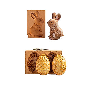 Wooden Cookie Molds for Baking, Wood Springerle Cookie Cutter Carved for Christmas,Halloween,Easter,Cookie Presses Stamps for Kitchen DIY and Family Gatherings