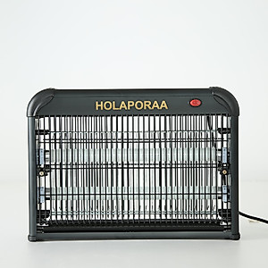 HOLAPORAA Black Electric Bug Zapper Indoor Plug in, 20W 4000V Powerful Fly Insect Gnat Traps Fly Killers Catcher Mosquito Lamp Electric Zapper for Home, 2 Extra Replacement Bulbs
