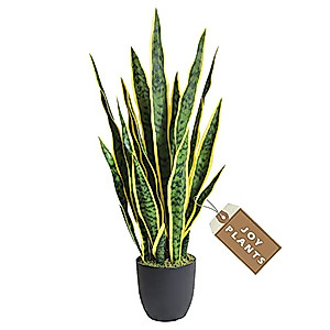 Artificial Snake Plant, 27" Fake Sansevieria with Basket, Faux Plants for Indoor Home Office Store Decoration, Perfect Faux Mother in Law Plants
