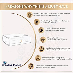 Creative Planet Acrylic Drawer Organizer Storage Drawers for Jewelry Makeup Hair Accessories Cosmetics Sunglasses Toiletries by Creative Planet Thoughtful Gift for Women, Girls (Transparent)