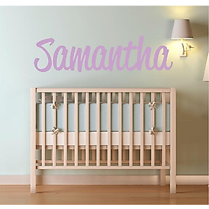 Fancy Cursive Single Personalized Custom Name Vinyl Wall Art Decal Sticker 28" W, Girl Name Decal, Girls Name, Nursery Name, Girls Name Decor, Girls Bedroom Decor, PLUS FREE 12" WHITE HELLO DOOR DECAL