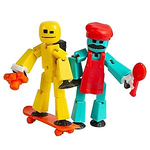 Zing Stikbot Chef and Lifestyle Dual Action Pack - Includes 2 Stikbots and Lots of Cool Accessories in Eco Friendly Packaging (Pack B - Blue & Yellow)