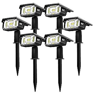 LKF Solar Spotlights Outdoor, USB & Solar Powered Landscape Spotlights, IP65 Waterproof Wall Lights Auto On/Off, 40LEDs Garden Lights for Yard Backyard Walkway Driveway Patio, 6 Pack