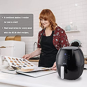 DELM Air Fryer Electric Hot Oven Oilless Cooker LED Touch Digital Screen with 8 Cooking Functions, Airfryer Preheat and Shake Reminder, Nonstick Basket,deep fryer xl digital, 6.3 QT-Black,beginners recipes included!