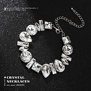 JONKY Crystal Chokers Silver Choker Necklace Rhinestone Neck Chain Bling Neck Jewelry Prom Accessories for Women