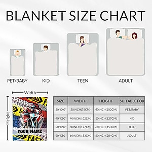 Personalized Motorcycle Boys Blanket with Name - 40 x 50 Inches Blankets for Couch, Sofa - Blue Funny Plush Soft Throw Blanket Motorbike Gifts for Rider