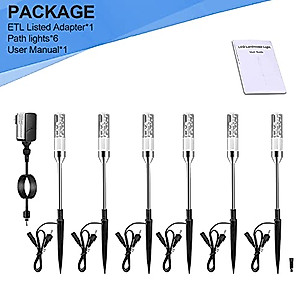 B-right LED Low Voltage Pathway Lights Outdoor, 4.8W 570 Lumens 12V AC Plug 6 Pack Extendable Landscape Lighting IP65 Waterproof Garden Lights Path Lights for Patio Yard Walkway, Warm White, 2700K