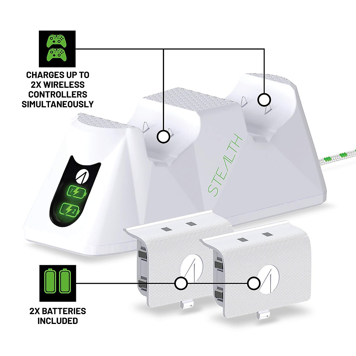 Stealth Sx-C100 X Twin Charging Dock for Xbox Series X/S - White (Xbox Series X)