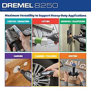 Dremel 8250 12V Lithium-Ion Variable Speed Cordless Rotary Tool with Brushless Motor, 5 Rotary Tool Accessories, 3Ah Battery, Charger, and Tool Bag