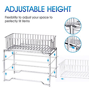 Simple Trending Stackable 2-Tier Under Sink Cabinet Organizer with Sliding Storage Drawer, Chrome