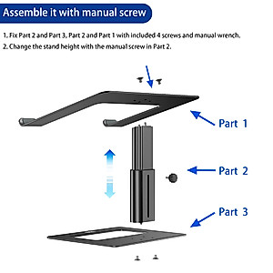 BESIGN Aluminum Laptop Stand, Ergonomic Adjustable Notebook Stand, Riser Holder Computer Stand Compatible with Air, Pro, Dell, HP, Lenovo More 10-15.6" Laptops (Black)