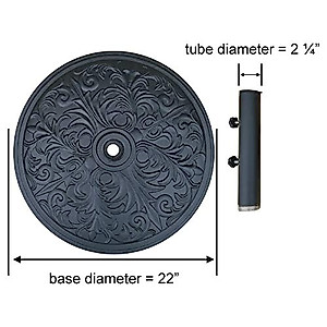 Tropishade Umbrella Base Cast Iron with Black Powder Coating Weight 50 lbs