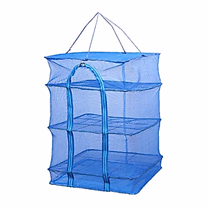 Abaodam 3 Layer Herb Drying Rack Plant Hanging Mesh Dry Net with Zipper Folding Drying Net Multi- Function Drying Vegetable Fish Hanging Mesh (Height 26 inches)