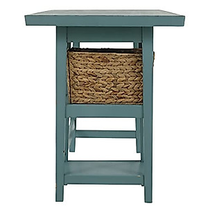 Signature Design by Ashley Mirimyn Vintage 42" Home Office Desk with Basket, Distressed Blue,Teal