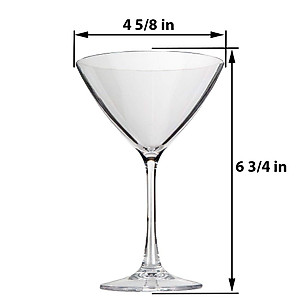 Lily's Home Unbreakable Acrylic Martini Glasses, Made of Shatterproof Plastic and Ideal for Indoor and Outdoor Use, Reusable, Crystal Clear (8.5 oz. Each, Set of 4)