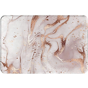 Marble Painting with Rose Gold Glitter Mats Bathroom Rugs Soft Bath Rugs Non Slip, Washable Cover Floor Rug Absorbent Carpets Floor Mat Home Decor for Kitchen Bedroom(30x18)