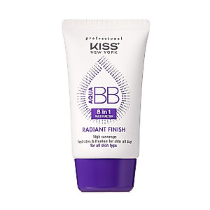Kiss New York Aqua BB Cream 8-in-1 Multi Function Cover and Care Beauty Balm, Korean Skin Care Argan Oil Infused, Radiant Finish, Hydrating Full Coverage BB Cream 1.42 Fl Oz (Coconut)