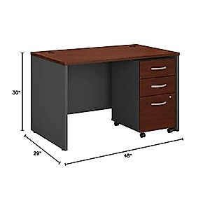Bush Business Furniture Series C Office Desk with Mobile File Cabinet, 48W x 30D, White Suede Oak and Barnwood