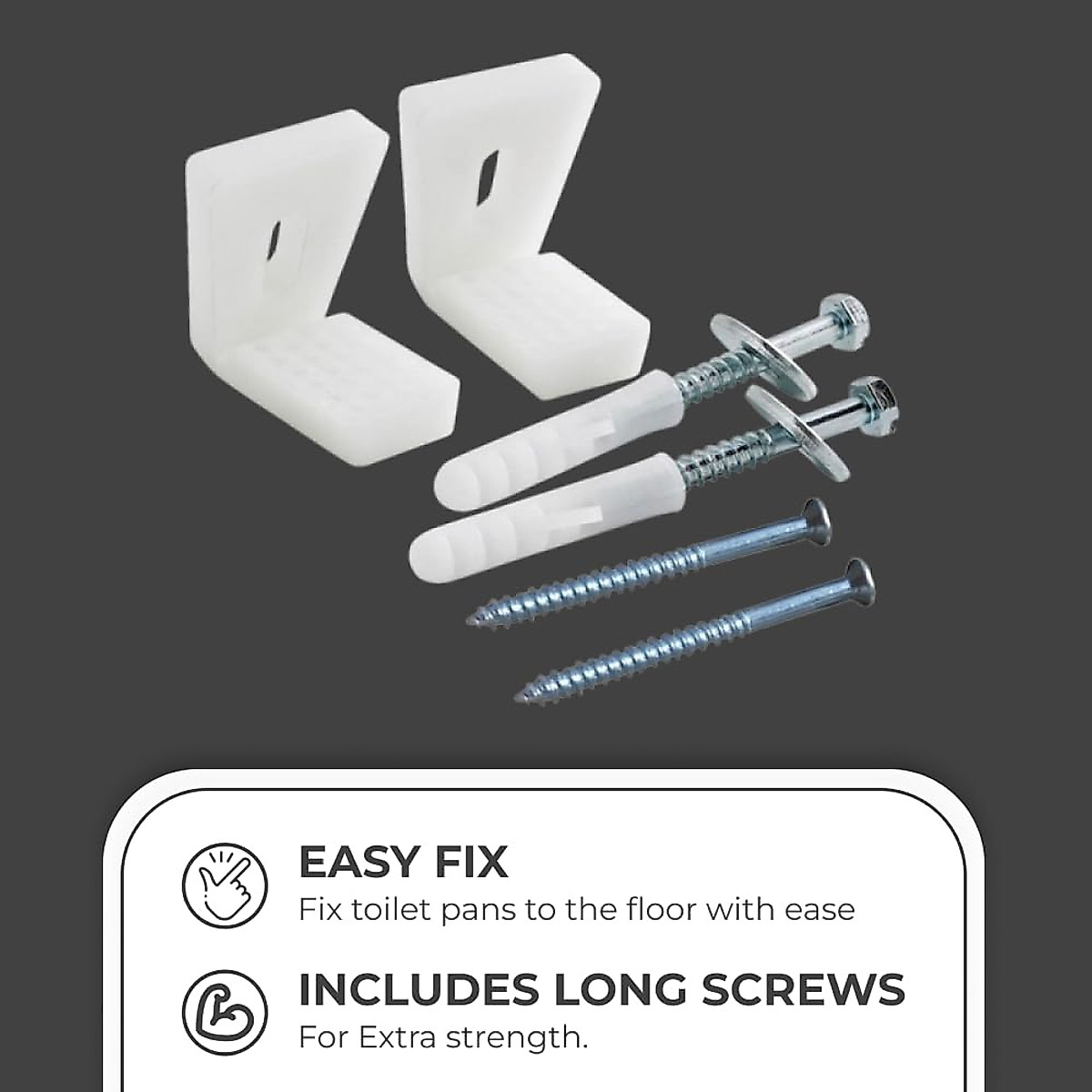 VeeBath Essentials Angled Floor WC Toilet Pan/Bidet Fixing Bolts, Repair Bracket and Screws Bathroom Fitting Kit