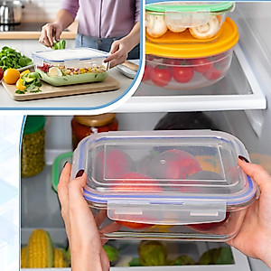 Blushtier 4 Set 8 Cup Large Glass Storage Containers Airtight 63 oz Food Bento Boxes Sets with Lids Kitchen Storage Containers Glass Cookie