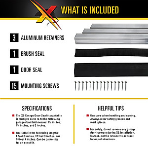 Xcluder X2 Rodent Proof Overhead Sectional Door Seal Kit, 12'3” Wide for 1.75” Thick Doors, Stops Mice, Rats and Weather, Suitable for Residential or Commercial Property Use