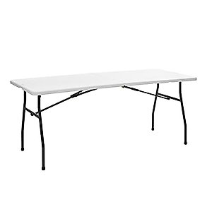 Living and More 6 Foot Fold-in-Half Table with Curve Legs, White
