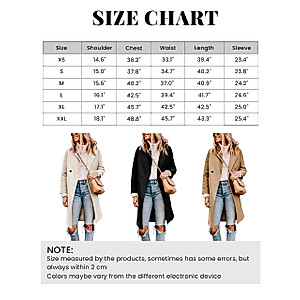 Tanming Women's Notch Lapel Double Breasted Wool Blend Mid Long Pea Trench Coat (Beige-L)