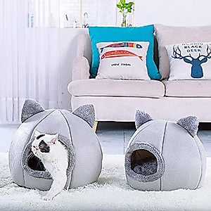 Ozgkee Small Cat Tent Pet Bed Semi Closed Warm Pet Nest Comfortable Pet Bed Winter Plush Kennel (660)