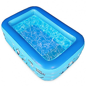 PVC Inflatable Swimming Pool Children Adult Square Bathing Tub Outdoor Garden Home 1.8M/3