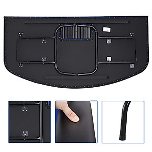 Soozier Poker Table Foldable, 72" Blackjack Table for 7 Players with Chip & Cup Holder, Blue Felt