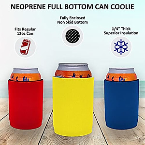 Blank Neoprene Full Bottom Can Coolie (10 Pack, Navy)