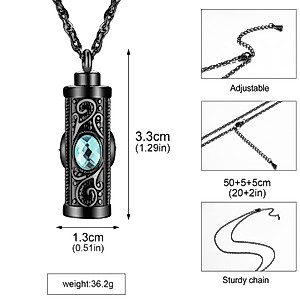 XIUDA Crystal Cremation Urn Necklace for Ashes Keepsake Cremation Jewelry for Human Ashes Stainless Steel Memorial Pendant with Flower