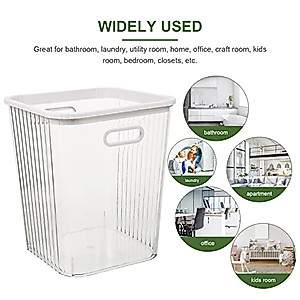 Zerodeko Garbage Bin Clear Trash Can Transparent Wastebasket Square Garbage Container Bin Small Trash Bin Plastic Garbage Can for Home Bathroom Bedroom Kitchen Dorm Room Office Bathroom Trashcan