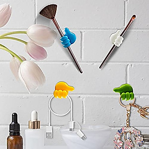 16PCS Self Adhesive Thumb Hook, Silicone Thumbs Up Wall Hook Creative Thumbs Up Shape Wall Hook, Multifunctional Thumb Hook Holder Cable Clip Organizer Key Hook Wall Hangers for Home Office Bedroom