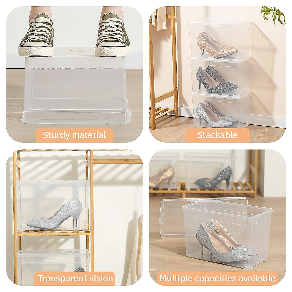 Party Club of America 6 Pack 12 Quart Latching Storage Box,Plastic Storage Bins with Lids Clear Organizer Latching Box