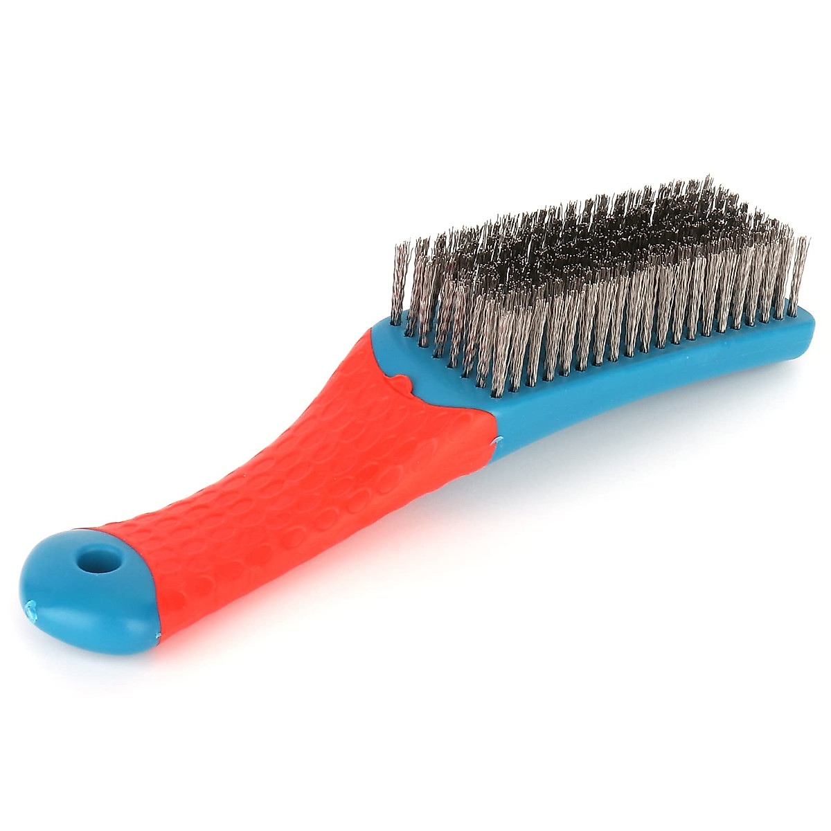 Wire Brush for Metal Paint Removal Steel Wool Scrubber with Handle Rust Stain Remover Tool Metal Bristle Brush for Cleaning Concrete Paint Remover Scrub Brush with Stainless Steel Wire Bristles