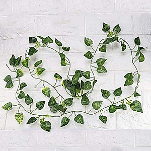 Repta Vines Flexible Bend Long Vines Artificial Fake Leaves Habitat Decor for Lizard Frogs Snakes and More Reptiles(Green Leaf)
