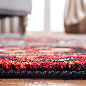 SAFAVIEH Vintage Hamadan Collection Area Rug - 6'7" x 9', Red & Light Blue, Traditional Persian Design, Non-Shedding & Easy Care, Ideal for High Traffic Areas in Living Room, Bedroom (VTH211Q)