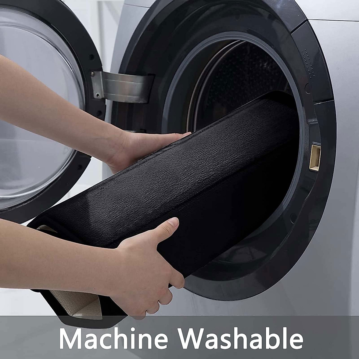 Buganda Memory Foam Soft Bath Mats - Non Slip Absorbent Bathroom Rugs Rubber Back Runner Mat for Kitchen Bathroom Floors 17" x 24", Black