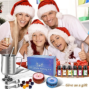 DIY candle making kit supplies gift for adults beginners, which contains candle wicks, wax, jars, stickers, a Pouring Pot. etc. Perfect hobbies, candle kit gift for parent-child lovers women.