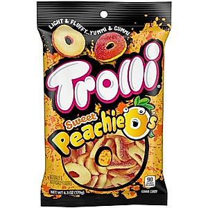 Trolli Peachie O's Rings, Sour Gummy Candy, 6.3 Ounce Bags (Pack of 8)